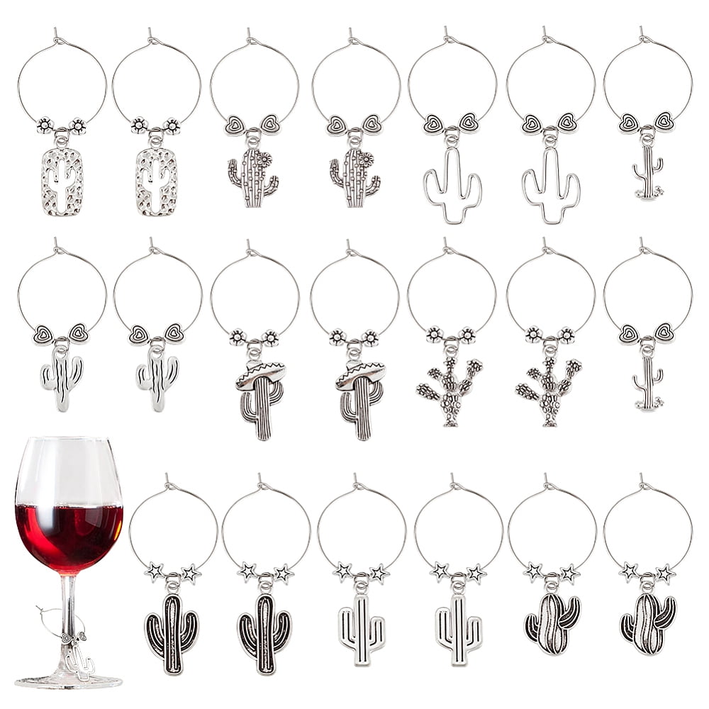 20 Pcs Wine Glass Charms Cactus Drink Markers Glass Ring Drink Charms ...