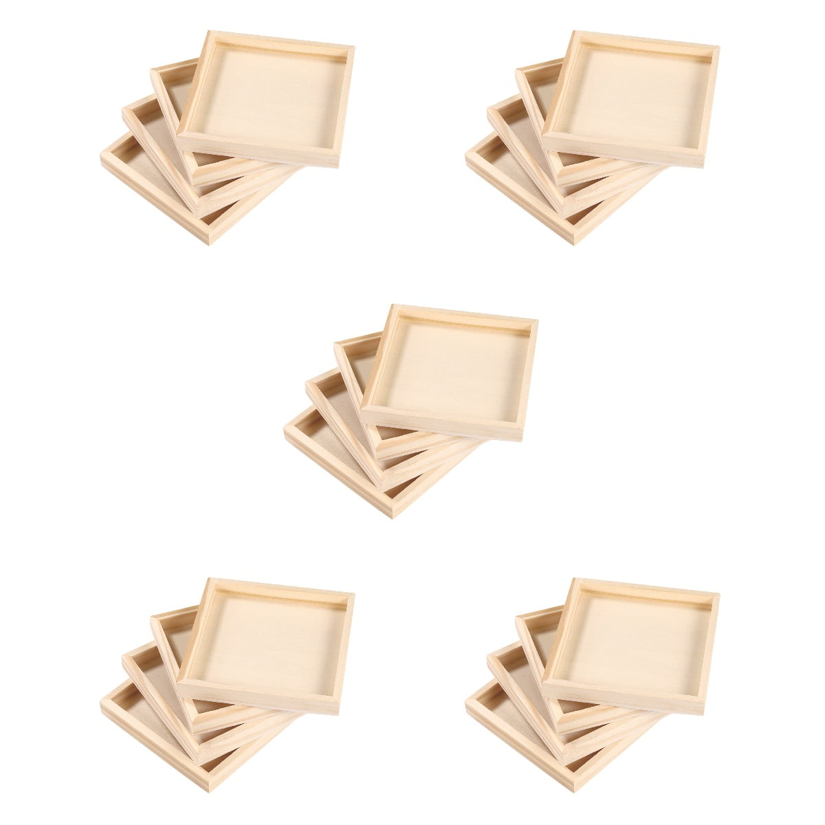 20 Pcs Wood Tray Toys Unfinished Blocks Storage Trays 3d Puzzle Square ...