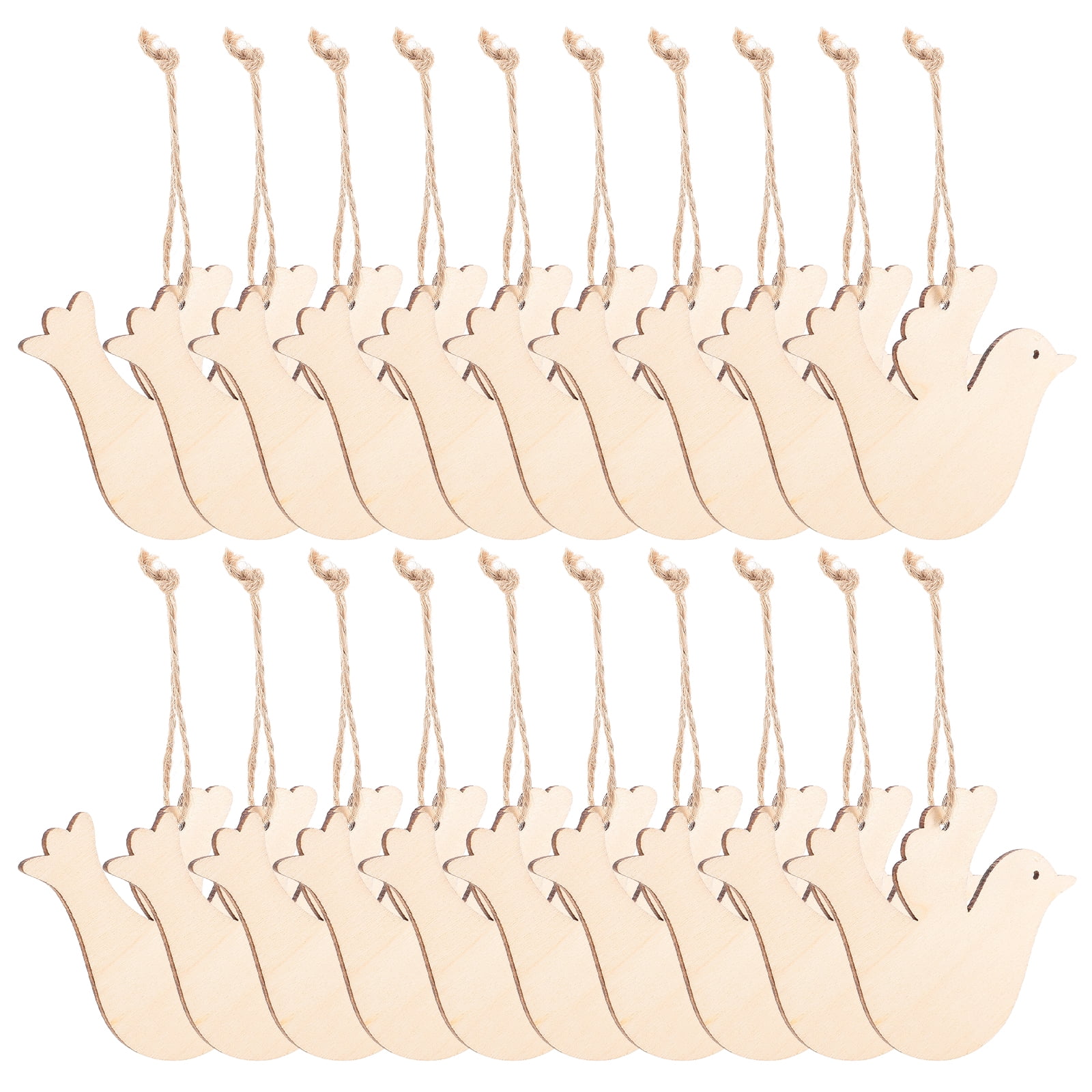 20 Pcs Wooden Hanging Bird Cutouts Small Birds for Crafts Doves ...
