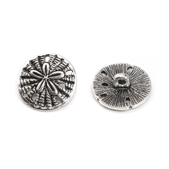 20 Pcs Zinc Metal Alloy Sewing Shank Buttons Round Antique Silver Color ...