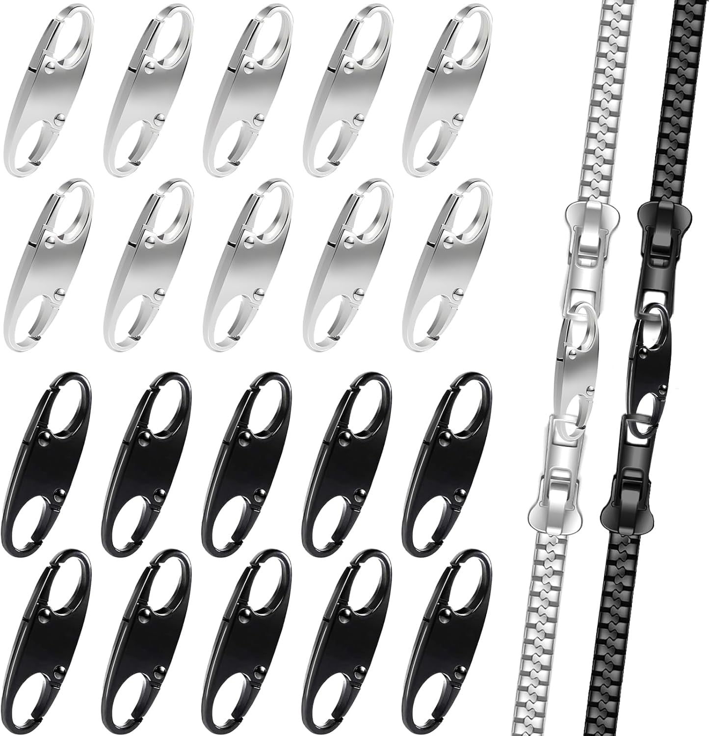 20 Pcs Zipper Clips Anti Theft Double Opening Small S Carabiner Clip ...