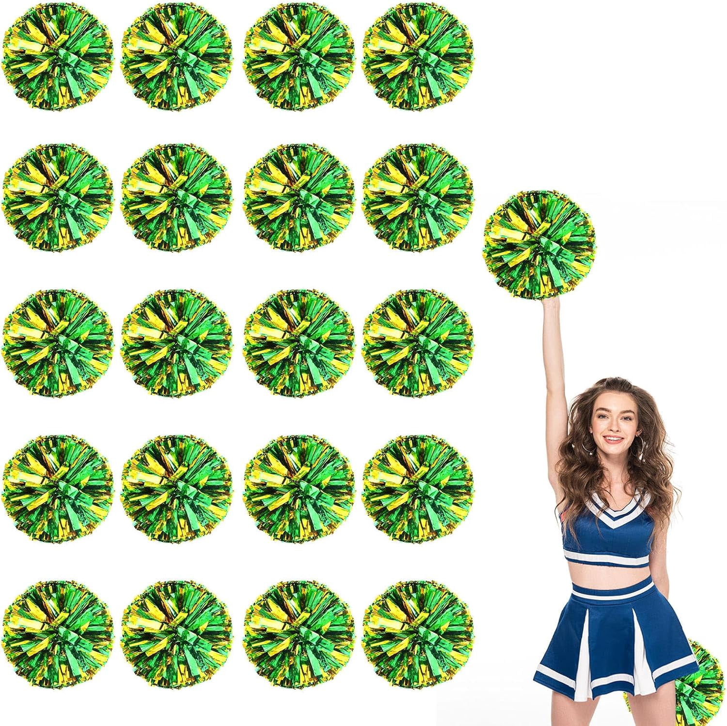 20 Pcs pom poms Cheer,pom poms Cheerleading with Finger Holes Metallic ...