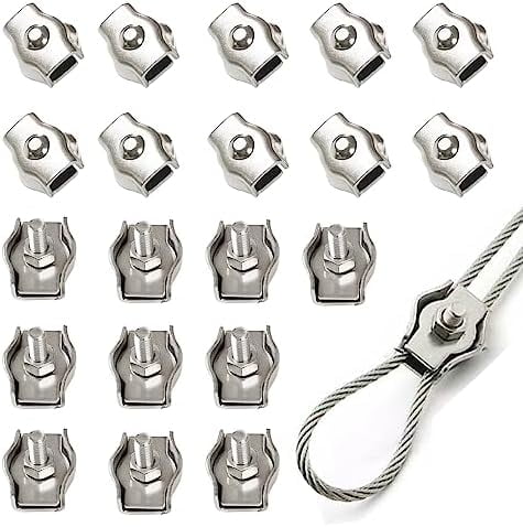 20 Pcs stainless steel simplex wire rope cable clamp/wire rope clamp（1/ ...