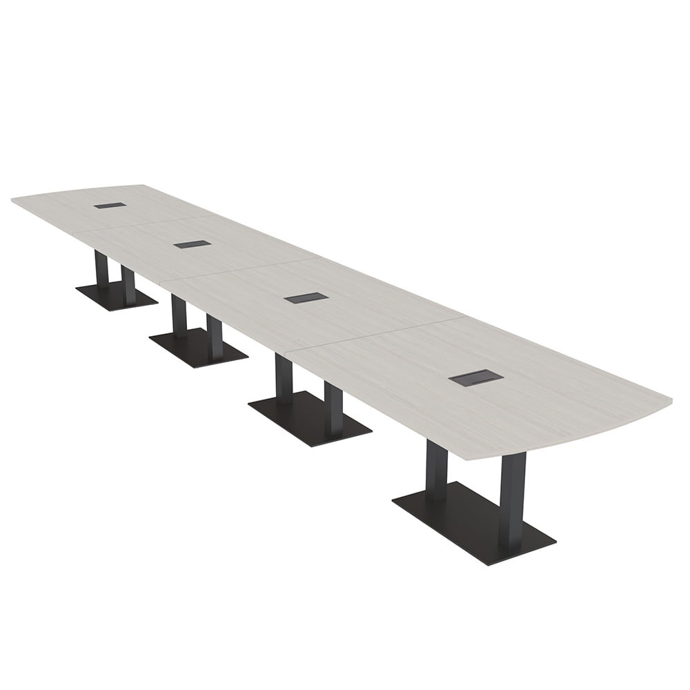 20 Person Arc Rectangle Powered Modular Conference Table Double Black ...