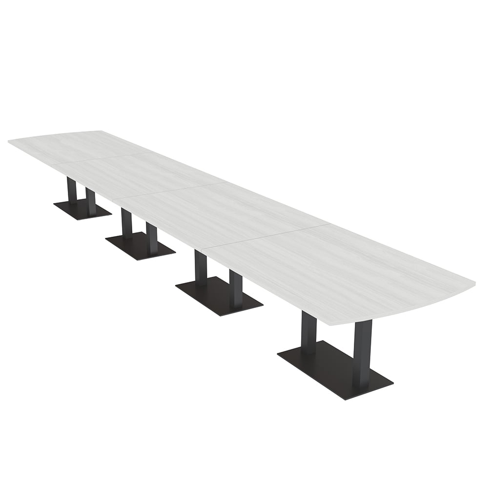 20 Person Arc Rectangle Powered Modular Conference Table Double Black ...