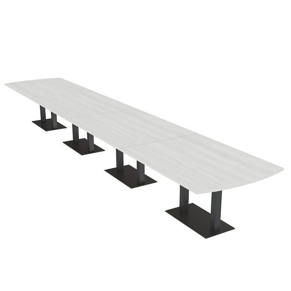 20 Person Arc Rectangle Powered Modular Conference Table Double Black ...