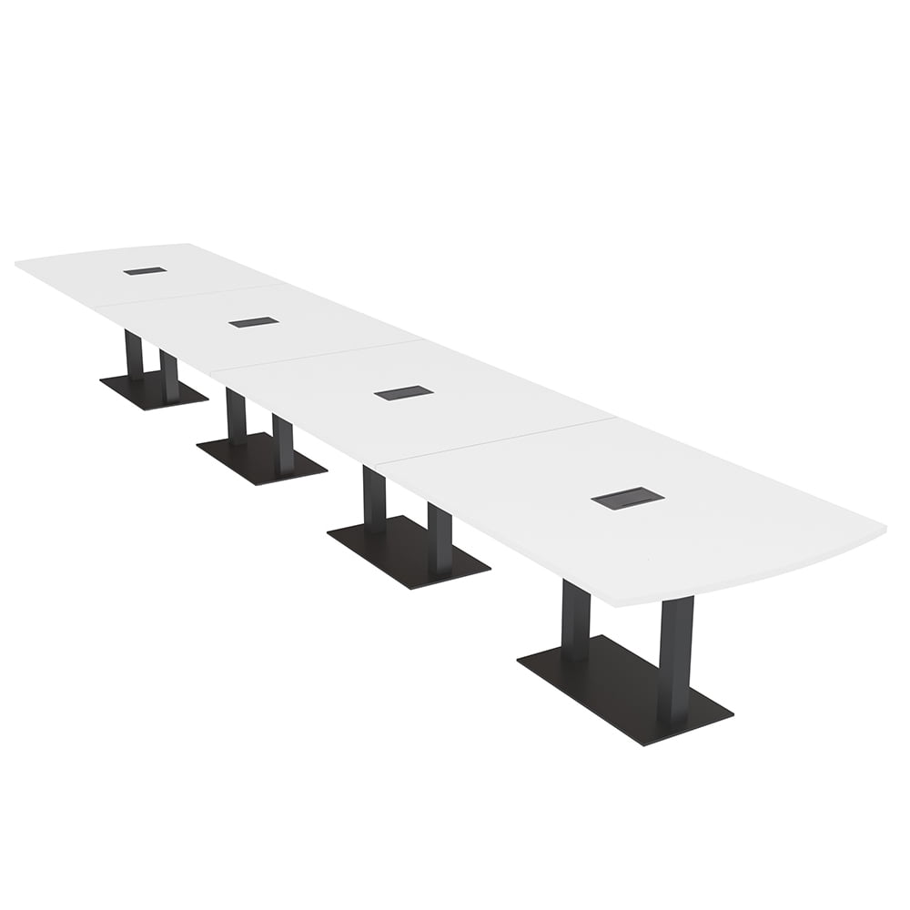 20 Person Arc Rectangle Powered Modular Conference Table Double Black ...