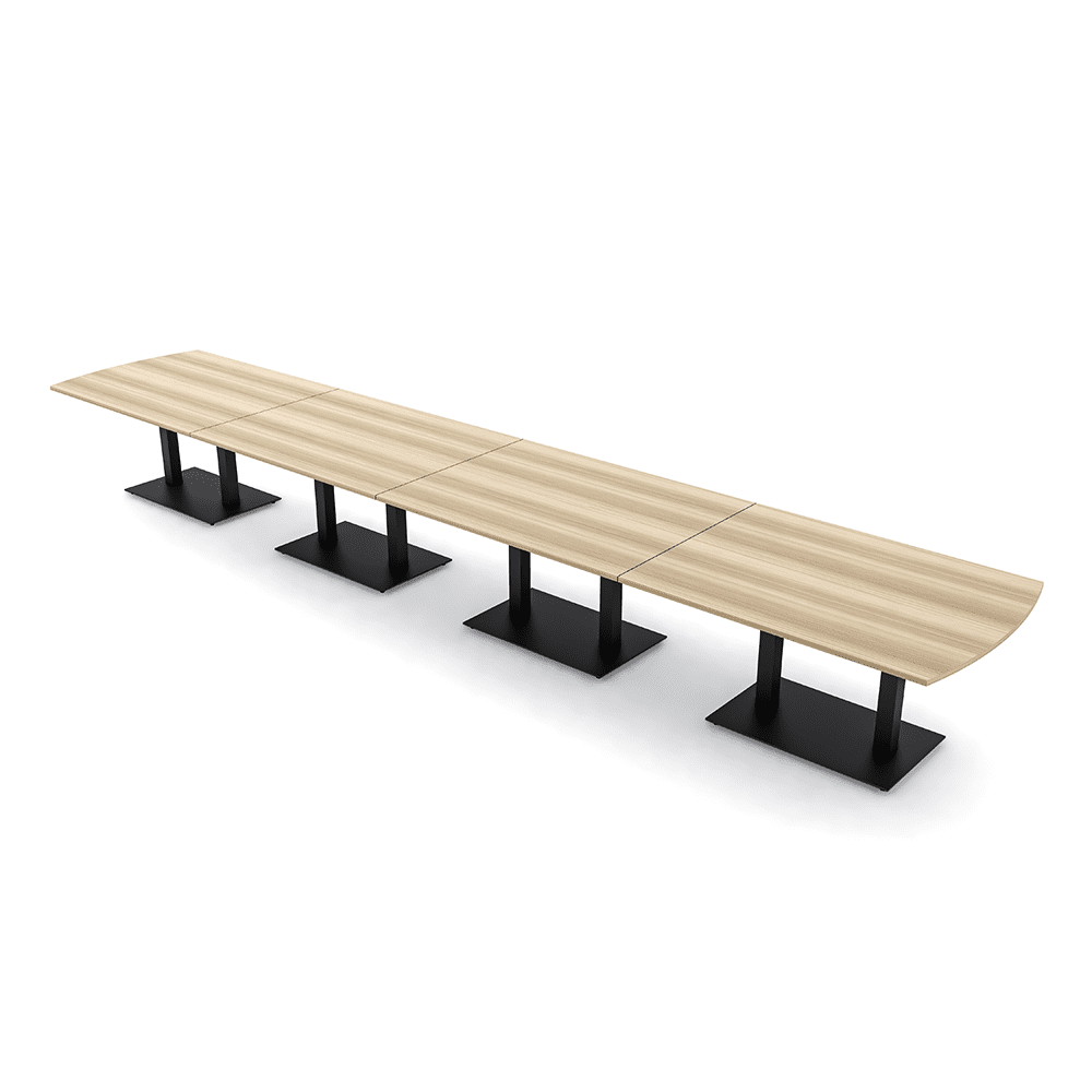 20 Person Arc Rectangle Powered Modular Conference Table Double Black ...