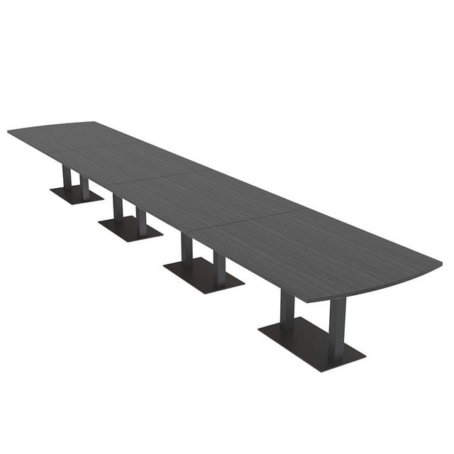 20 Person Arc Rectangle Powered Modular Conference Table Double Black ...