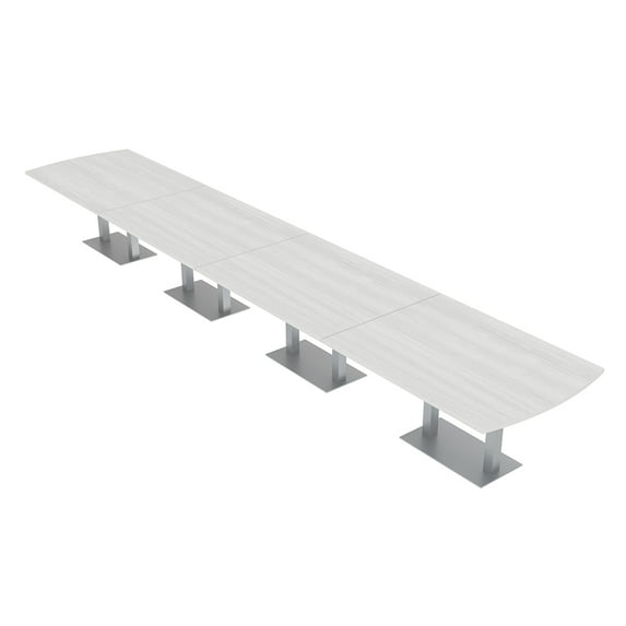 20 Person Arc Rectangle Powered Modular Conference Table Square Bases ...