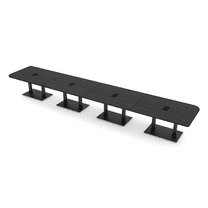 20 Person Arc Rectangle Powered Modular Conference Table Double Black ...