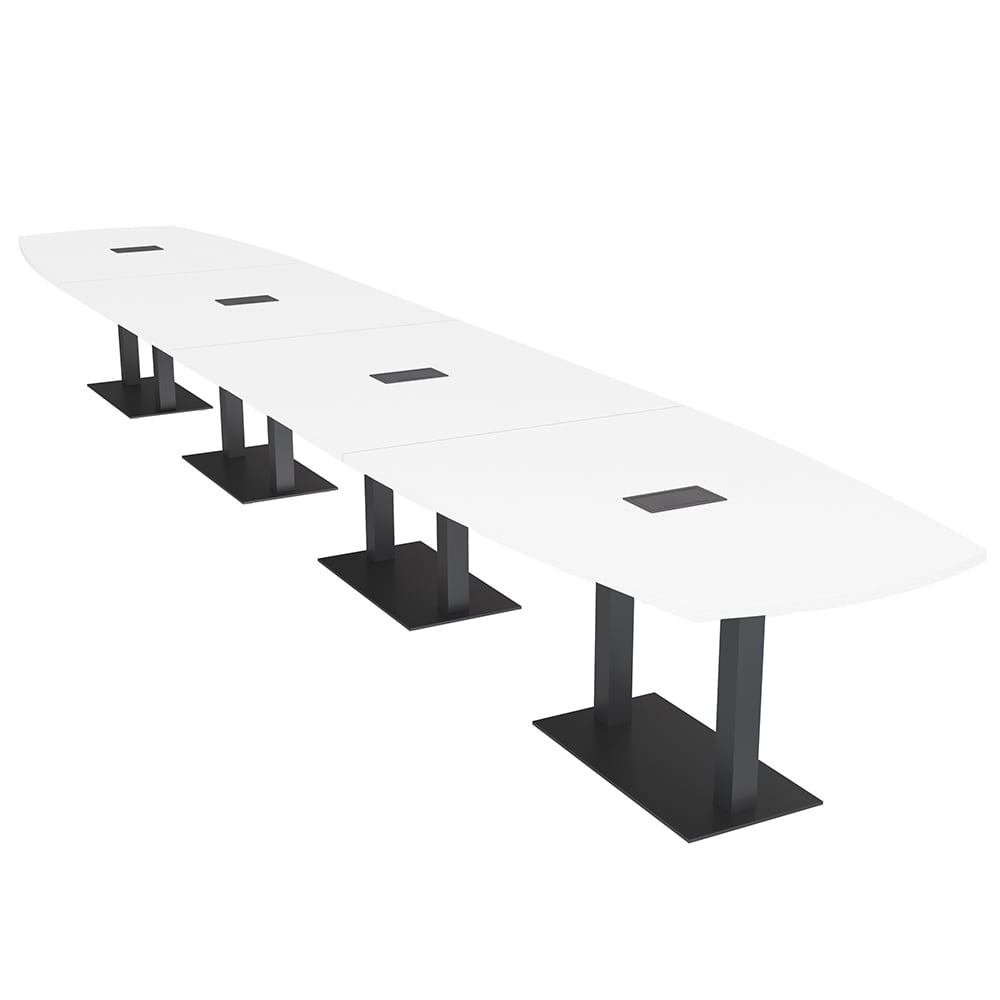 20 Person Modular Arc Boat Powered Conference Table Black Bases 20 Ft ...