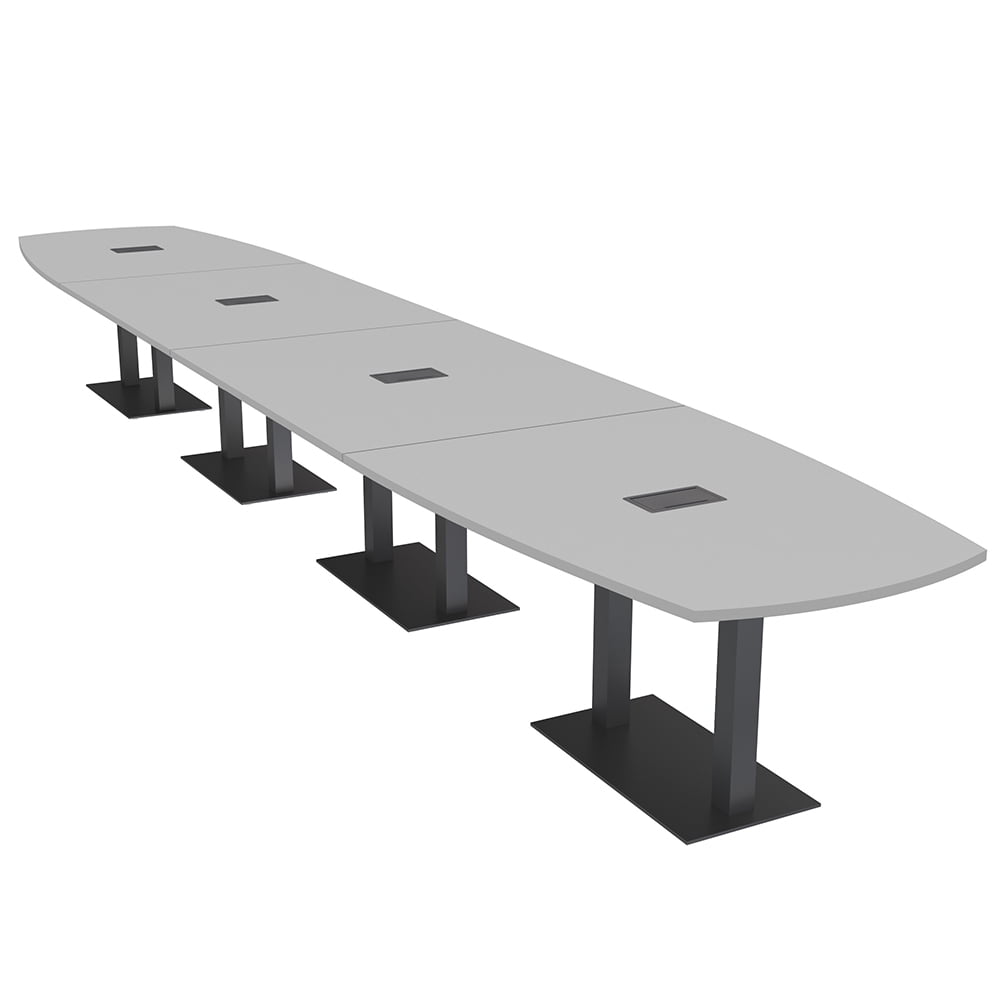 20 Person Modular Arc Boat Powered Conference Table Black Bases 20 Ft ...