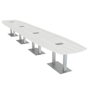 Modular 22 Ft Boardroom Table Boat Shaped Metal Bases Power And Data ...