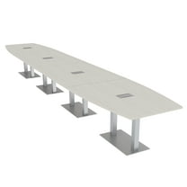 20 Person Arc Rectangle Powered Modular Conference Table Double Black ...