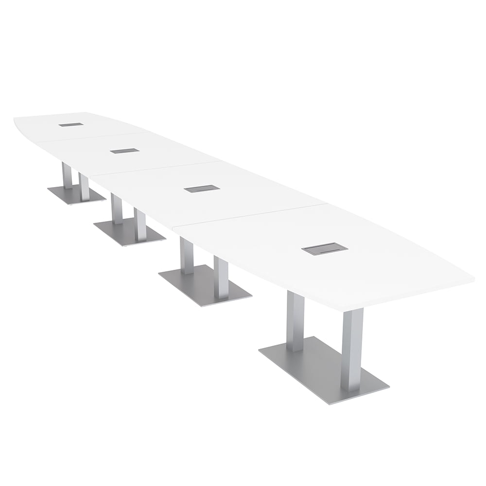 Harmony Series 20-Person Boat Shaped Conference Table with Metal Bases ...