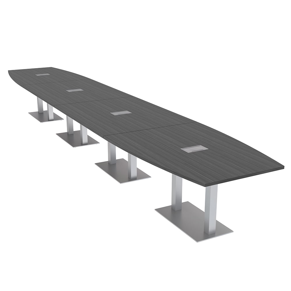 20 Person Modular Boardroom Table Boat Shaped Metal Bases Power Units ...