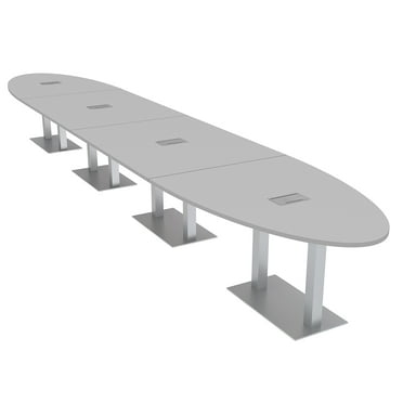 16Ft Arc Rectangle Powered Modular Conference Table Square Metal Bases ...