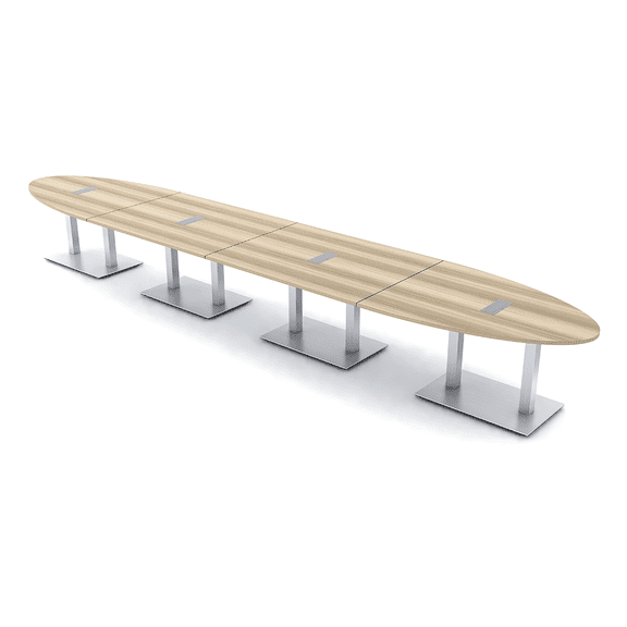 20 Person Modular Boardroom Table Boat Shaped Metal Bases Power Units ...