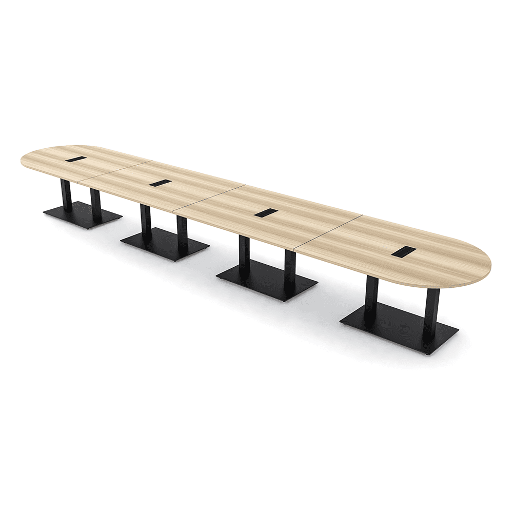 20 Person Racetrack Modular Conference Table Black Bases Power Units ...