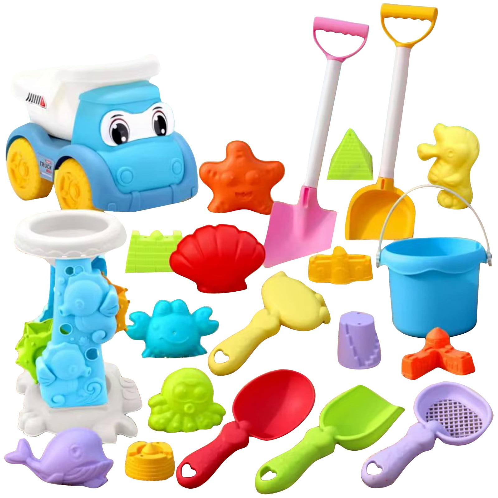 20-Piece Beach Sand Toys Set for Kids, Includes Dump Truck, Shovels ...