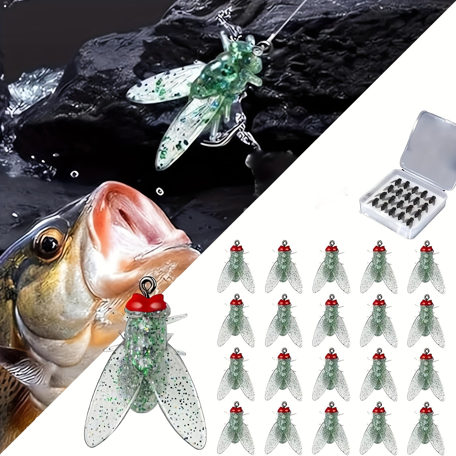 20-Piece Bionic Fly Fishing Bait Set, 2024 Dry Fly Lure Kit for Fresh ...