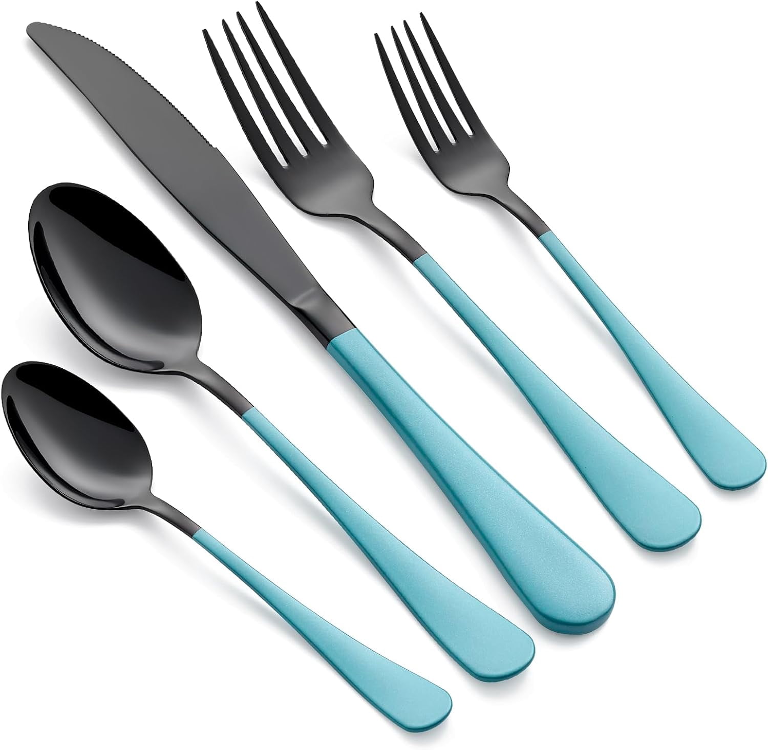 20-Piece Black and Dark Blue Silverware Set 18/0 Stainless Steel ...