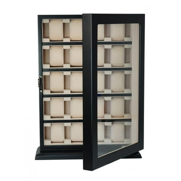 30 Piece Cherry Wood Watch Display Case Wall Stand Holds Watches up to ...