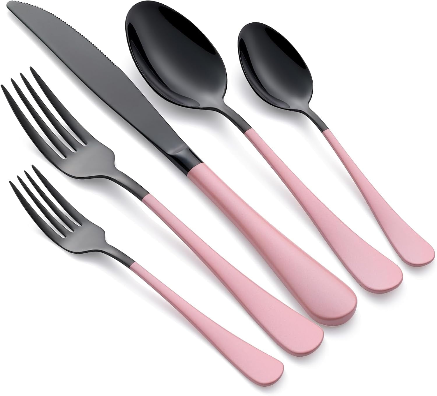 20-Piece Black and Red Silverware Set 18/0 Stainless Steel Flatware ...
