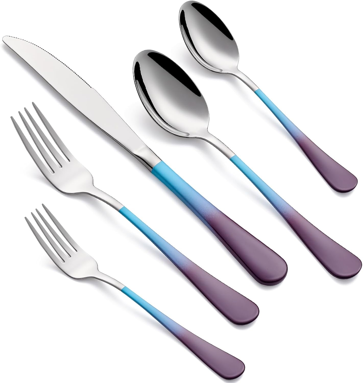 20-Piece Blue and Purple Silverware Set for 4, 18/0 Stainless Steel ...