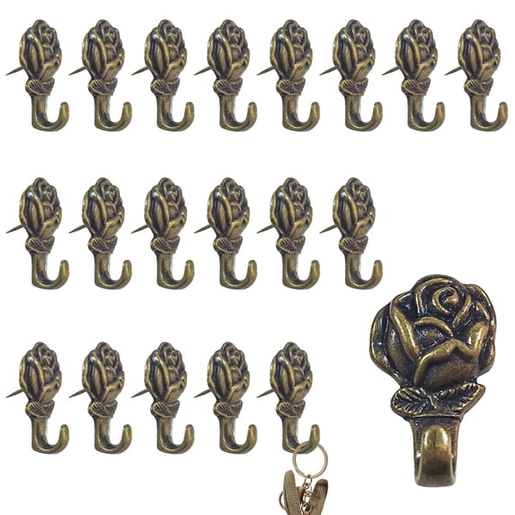 20-Piece Bronze Zinc Alloy Push Pin Hangers, Picture Hanging Nails Rose ...