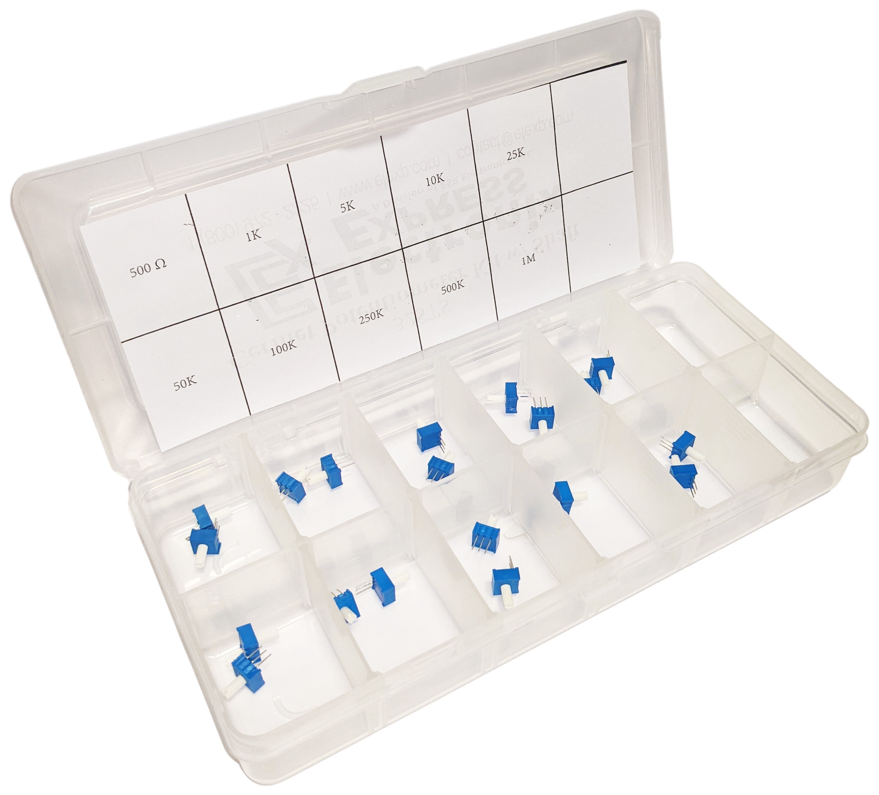 20 Piece Cermet Potentiometer Kit with Storage Case - 10 Different ...