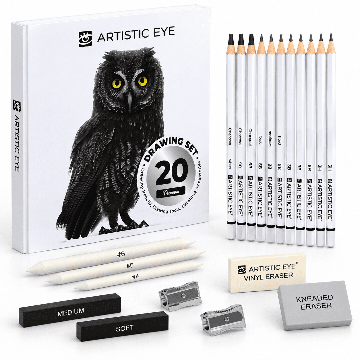 20-Piece Drawing And Sketching Art Set With Graphite Pencils, Charcoal ...