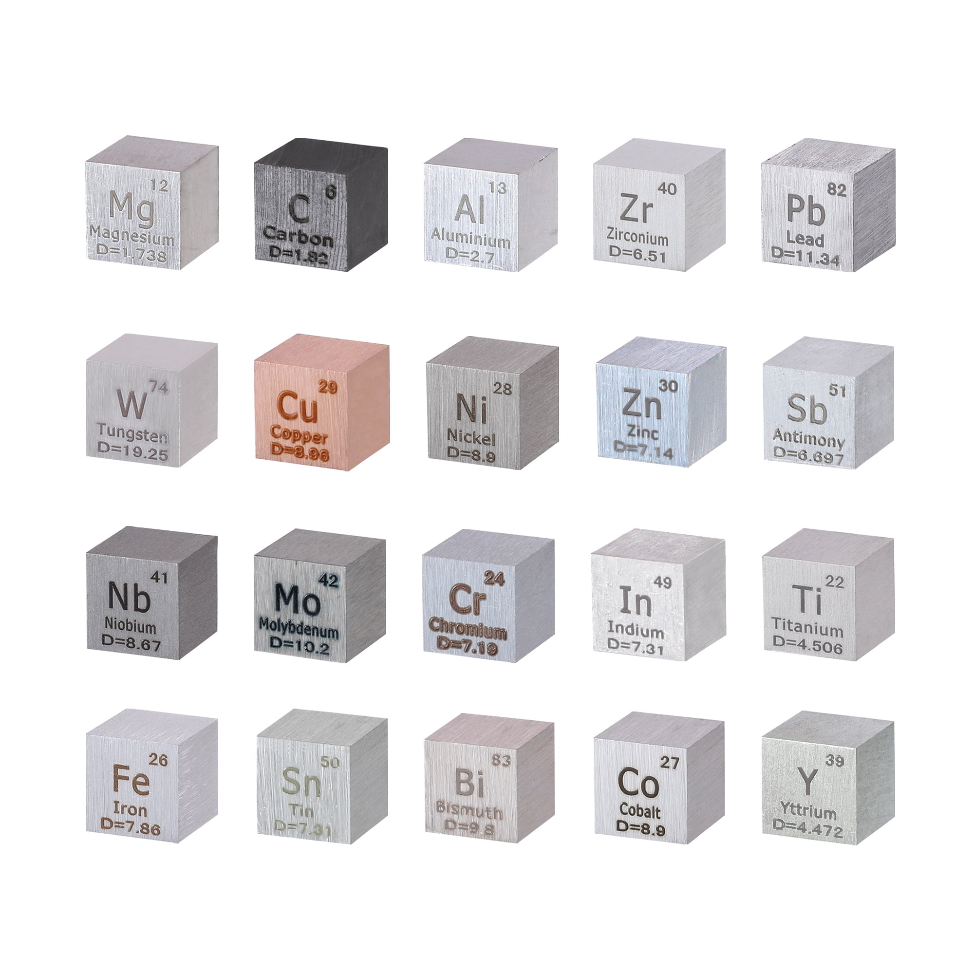 20 Piece Element Cube Set 0.39” Density Metal Cube Set 10mm Up to 99.99 ...