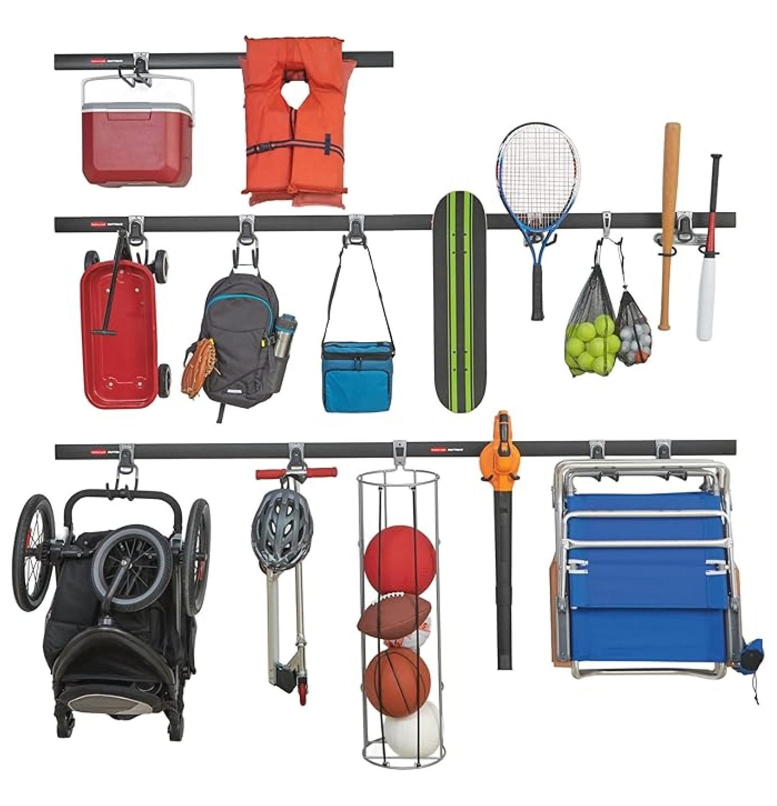 20-Piece FastTrack Garage Wall-Mounted Storage Kit 5 Rails and 15 for ...