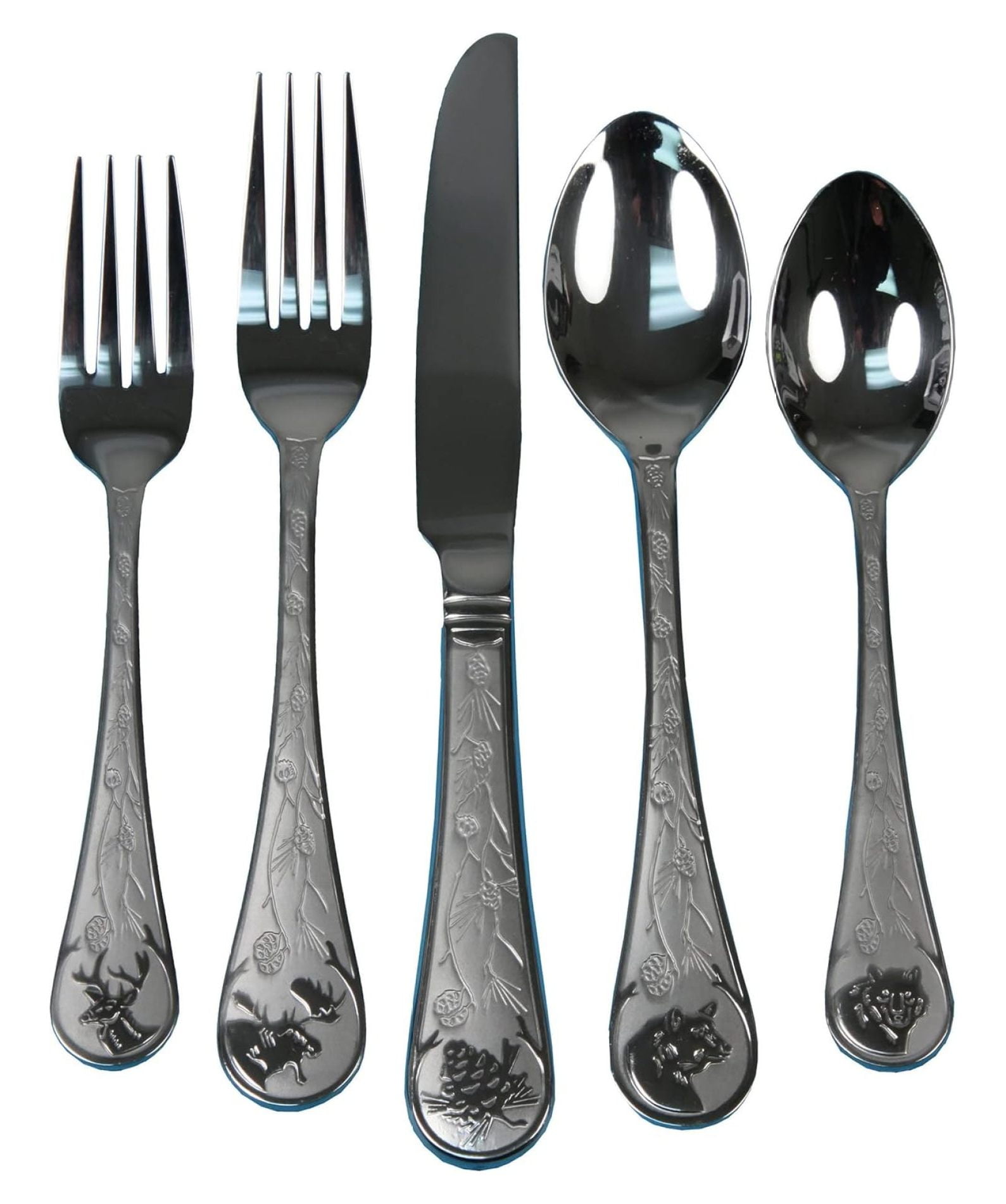 20-Piece Flatware Set for 4, Stainless Steel Silverware Set with Rustic ...