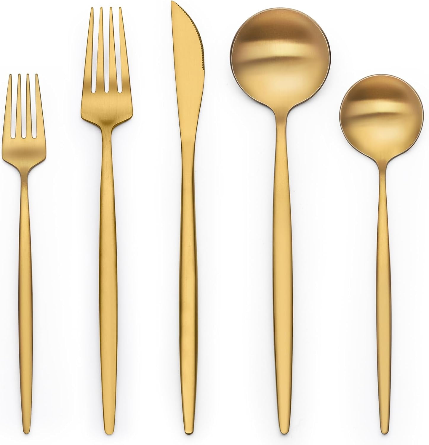 20 Piece Gold Silverware Set for 4, Stainless Steel Flatware Set, Gold ...