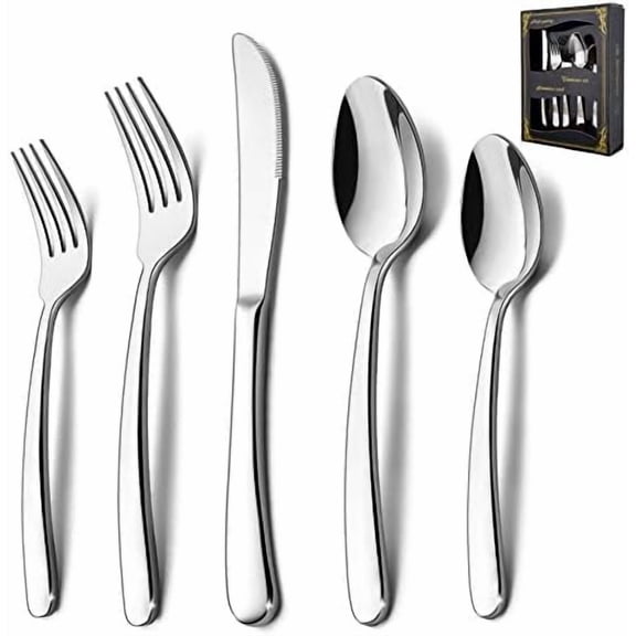 40 Piece Silverware Set, Flatware Set for 8, 18/10 Stainless Steel Cutlery Set Mirror Polished ...