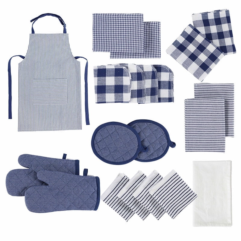 20 Piece Kitchen Towels and Dishcloths Sets - Cotton Dish Towels, Heat ...