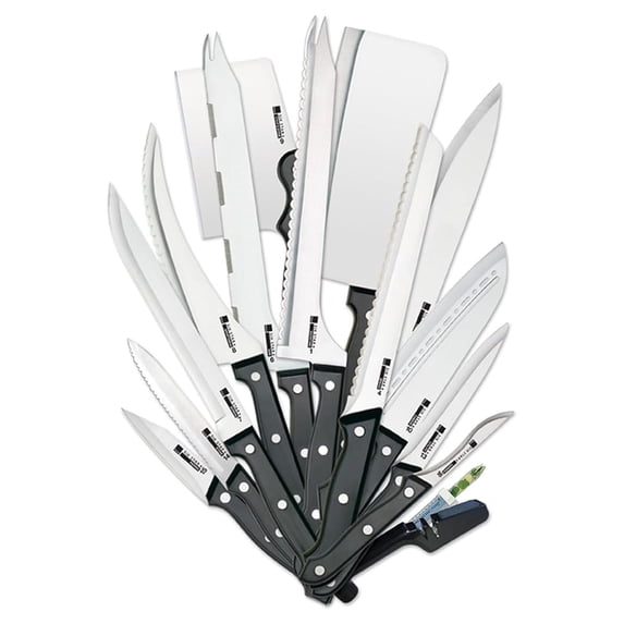 20 Piece Knife Set, Full and Triple Riveted, Knife Sharpener Included ...