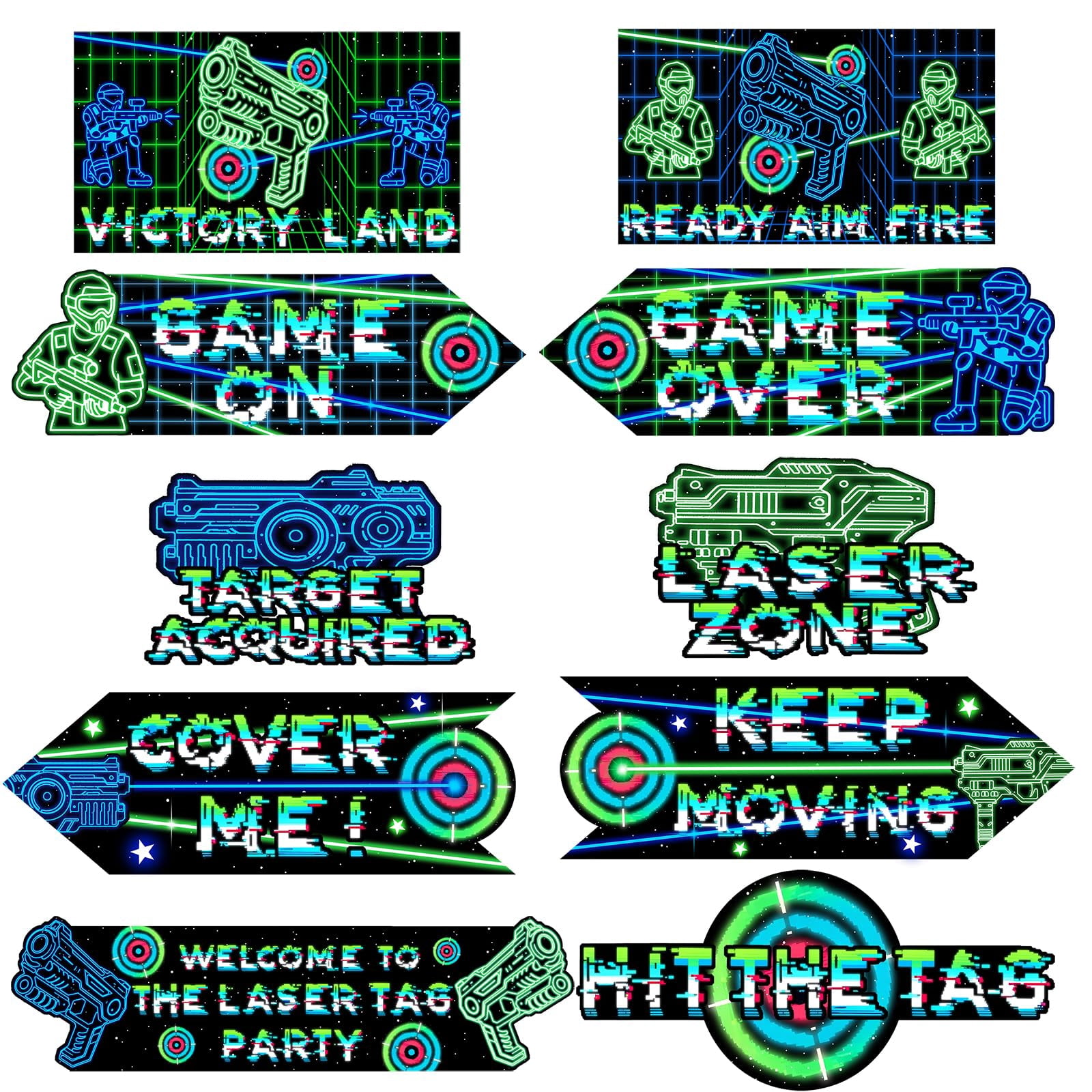20-Piece Laser Tag Party STF9 Directional Signs Decor - Perfect for ...