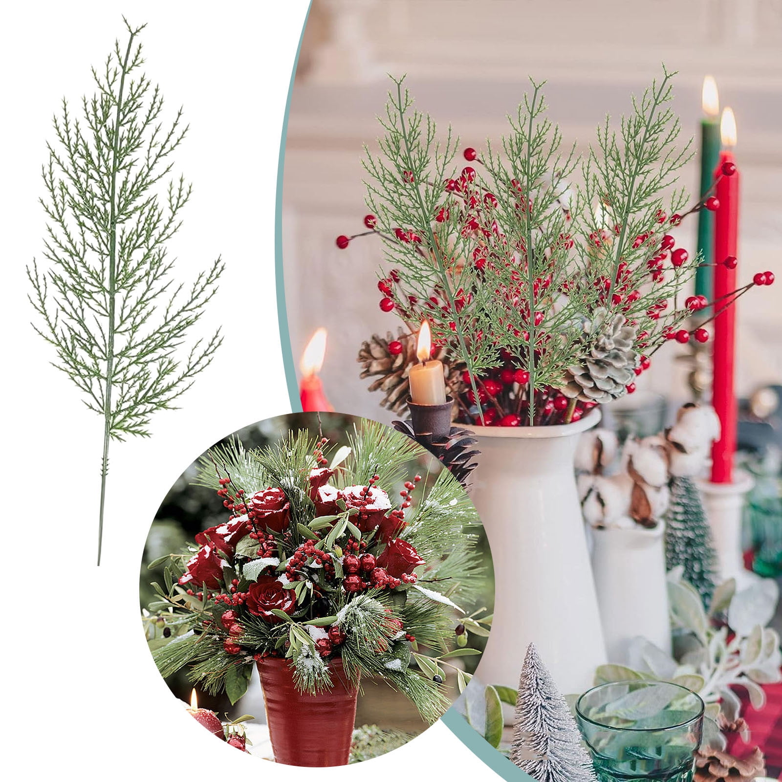 20 Piece Lifelike Cedar Greenery Spray Branches Twig Picks For Festive ...