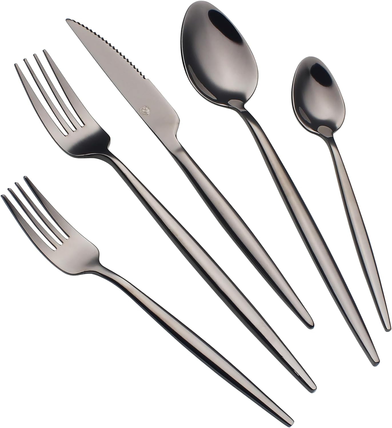 20 Piece Luxury Silverware Set for 4 Black Mirror-Polished 18/10 ...