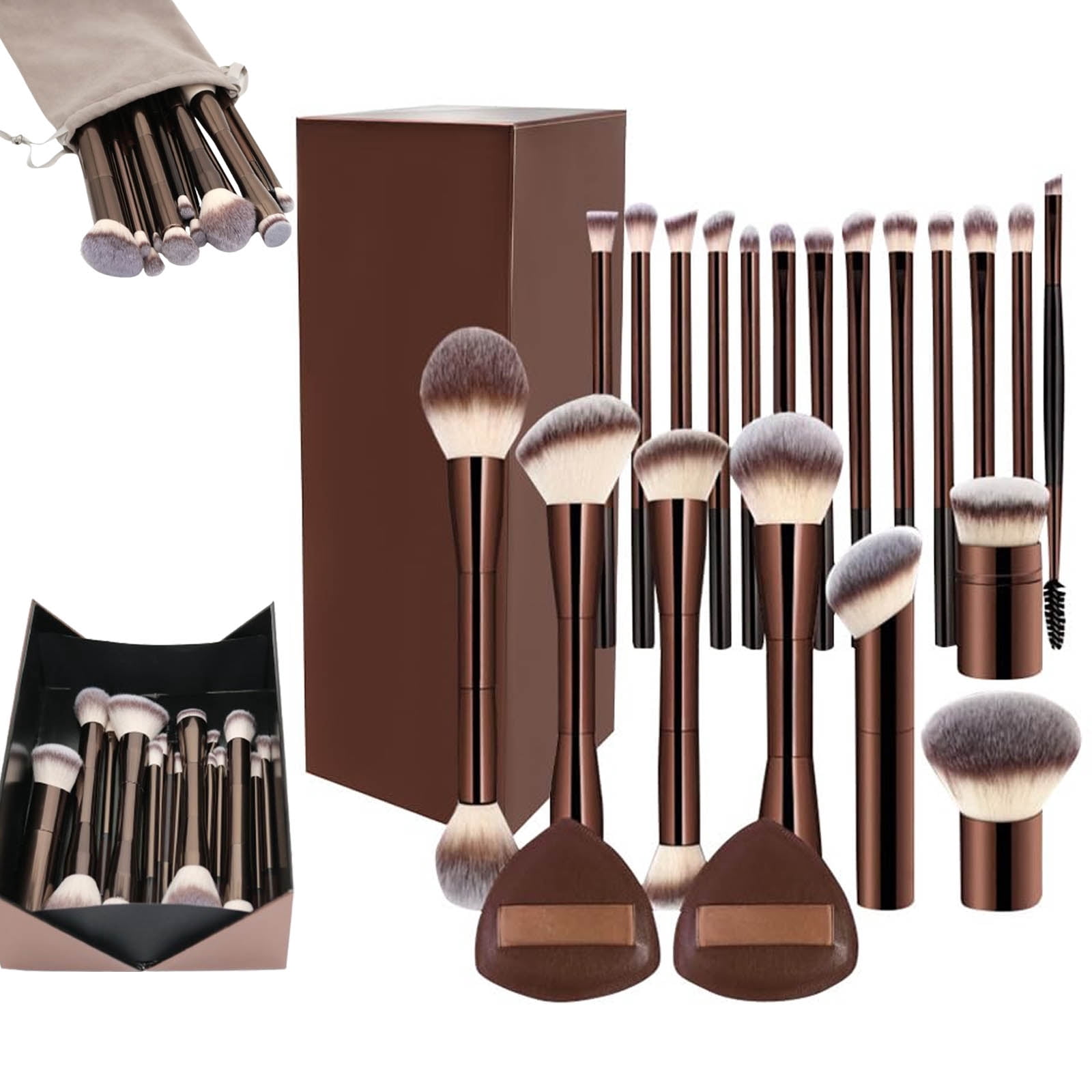 20-Piece Makeup Brush Set,Soft Fluffy Professional Cosmetic Foundation ...