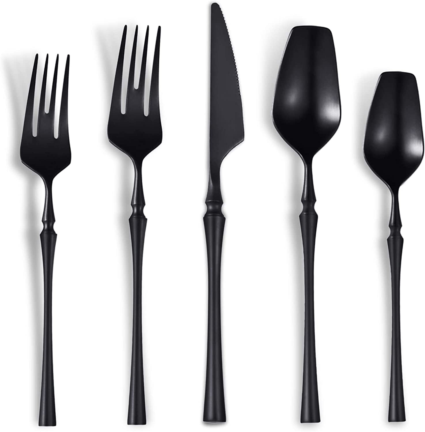 20-Piece Matte Black Silverware Set for 4,Modern 18/10 Stainless Steel ...
