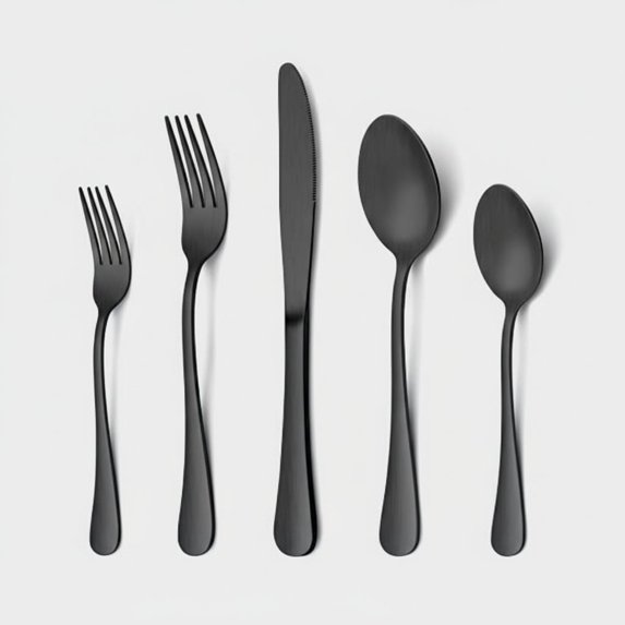 20 Piece Matte Black Silverware Set, Stainless Steel Black Flatware ...
