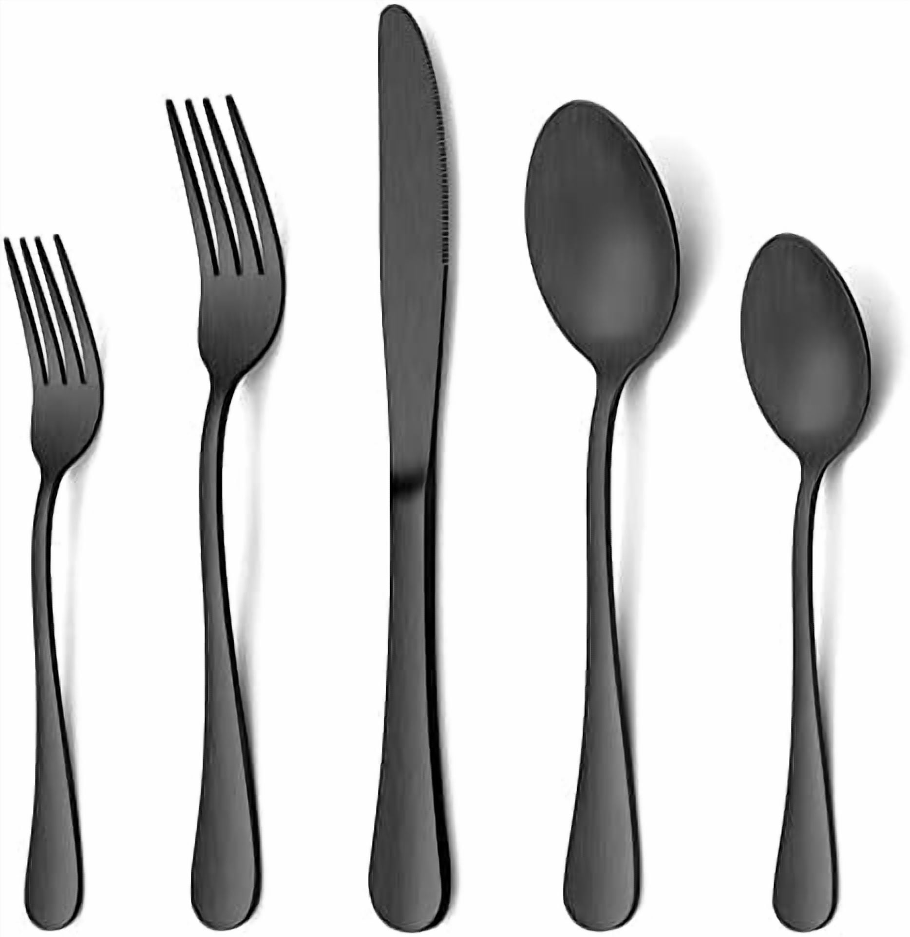 20 Piece Matte Black Silverware Set, Stainless Steel Black Flatware ...