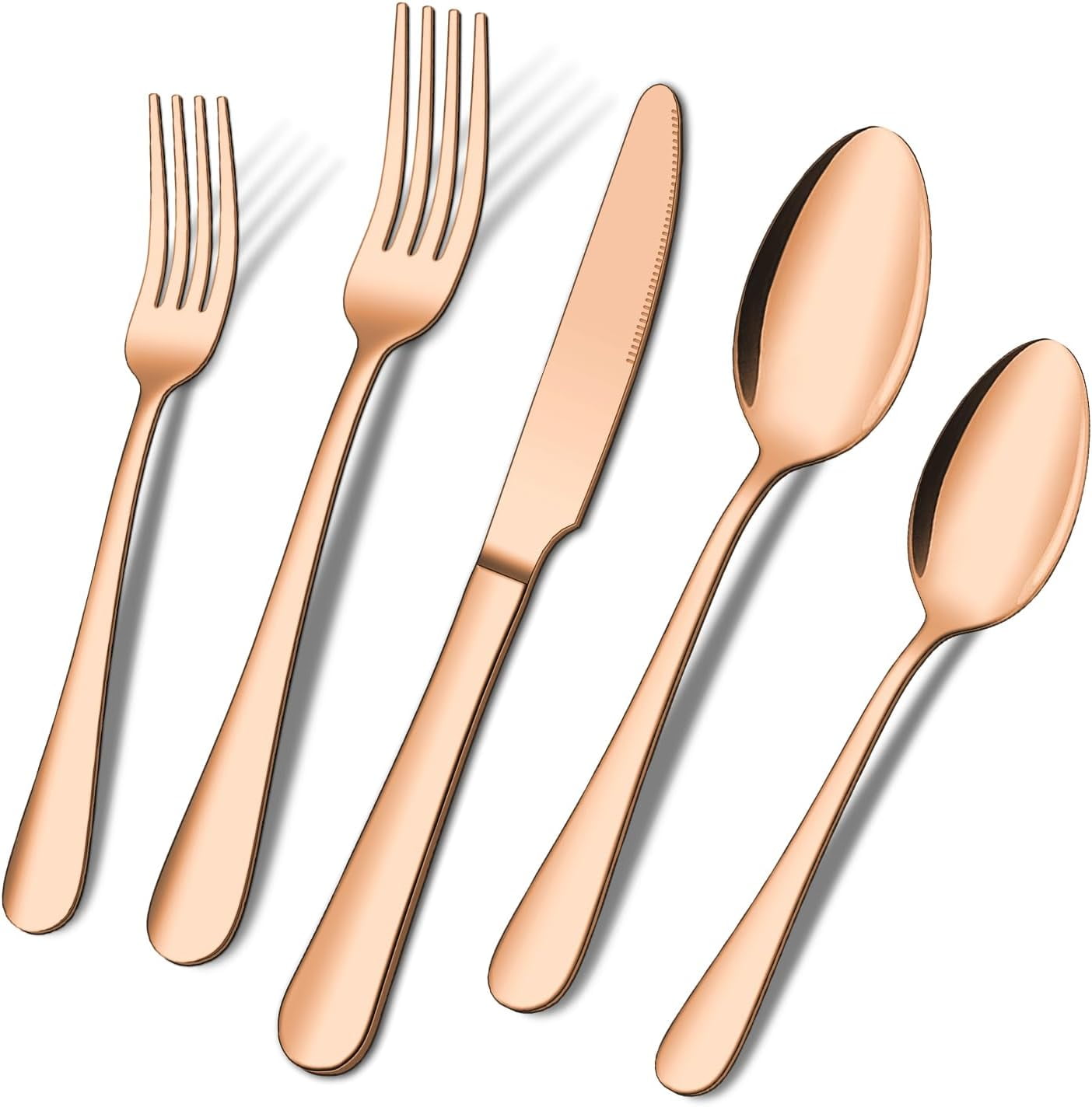 20 Piece Matte Copper Silverware Set, Rose Gold Stainless Steel ...