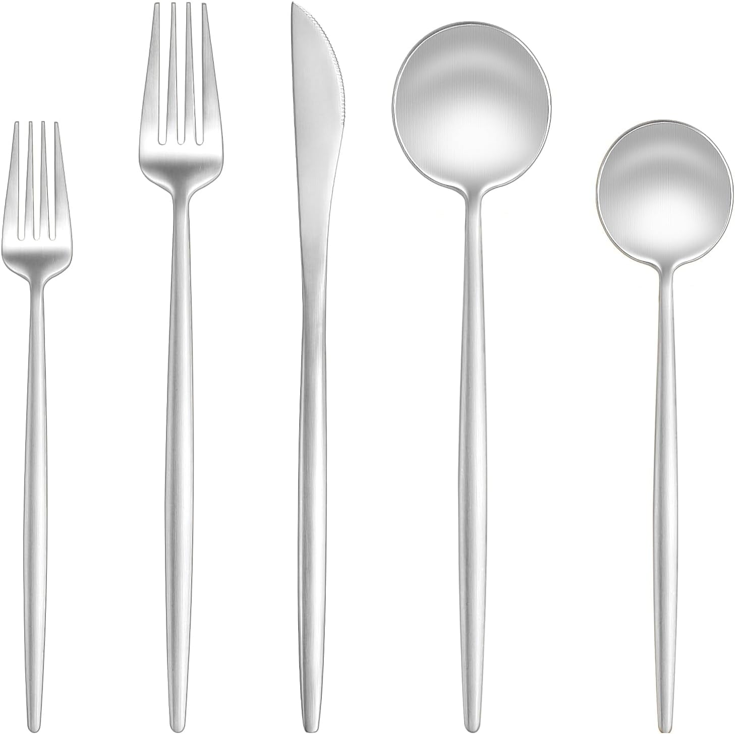 20-Piece Matte Silverware Set, Modern Flatware Set for 4, Premium ...