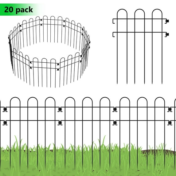 20 Piece Metal Garden Fence Panel, Rust Resistant, Animal Barrier ...